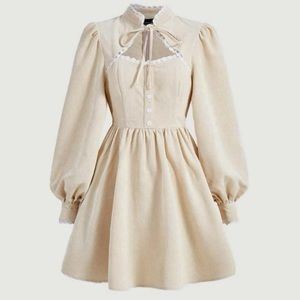 SHEIN | Dresses | Vintage Cottage Core Corduroy Long Sleeve Dress ...